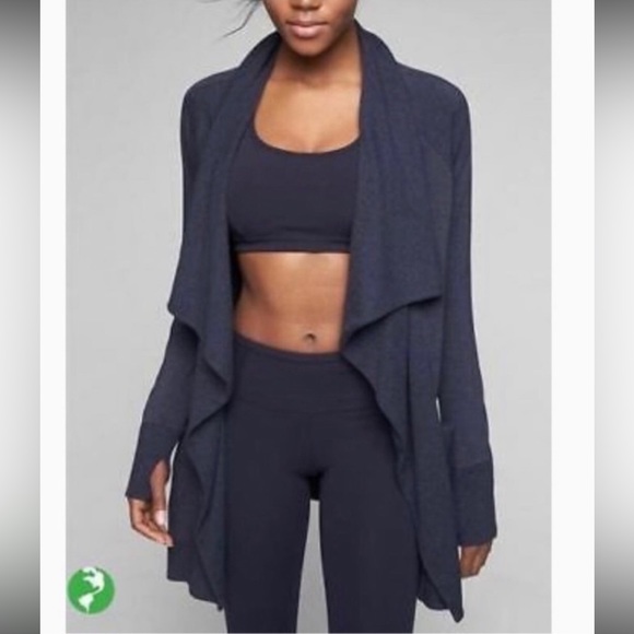Athleta | Sweaters | Athleta Studio Wrap Cardigan Magnetic Closure Navy ...